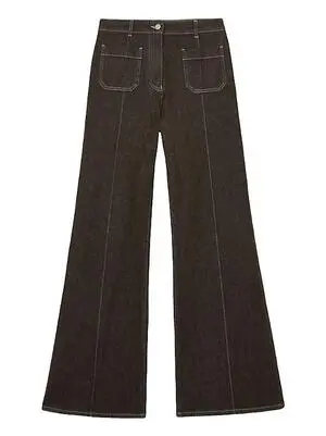 REISS Sakura Flared Denim Jeans - Brown