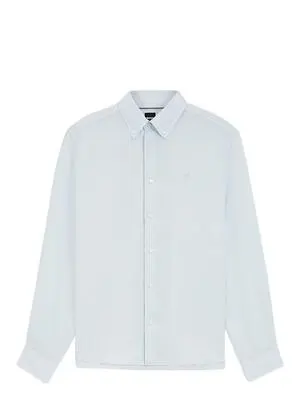 BOSS Brand-embroidered Long-sleeved Linen Shirt S