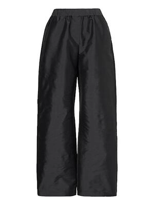 REEM ALKANHAL Straight-leg Taffeta Trousers - Black