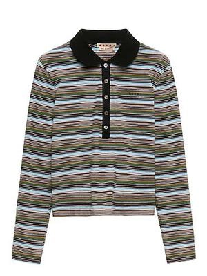 Marni Striped Cotton-knit Long-sleeve Polo Shirt - Stb44