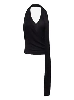 BELLE ANNA Halterneck Wool-blend Top - Black