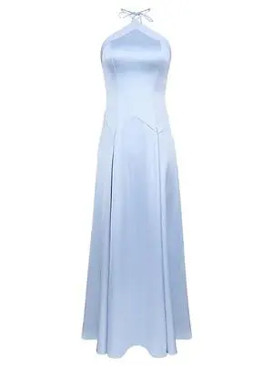 House Of Cb Avelina Halter-neck Satin Maxi Dress - Blue