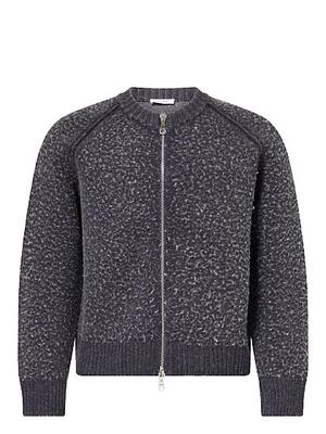CRAIG GREEN Zipped Merino Wool And Cotton-blend Jumper - Navy/ Grey