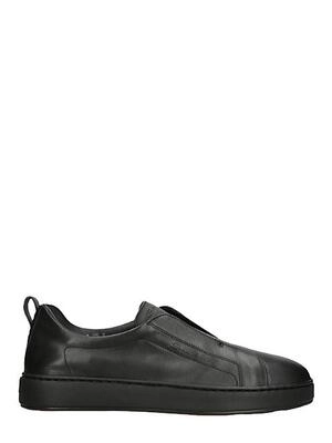 Santoni Victory Unlined Leather Trainers - Black