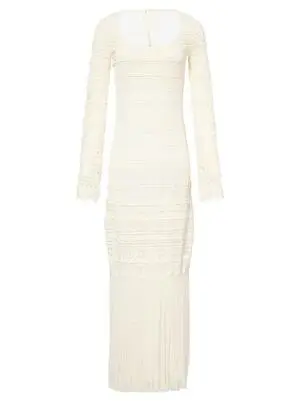 Devon Windsor Uma Knitted Maxi Dress With Fringe Hem - Cream