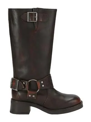 Steve Madden Steve Madden Bonetta High-Leg Leather Boots Dark Brown