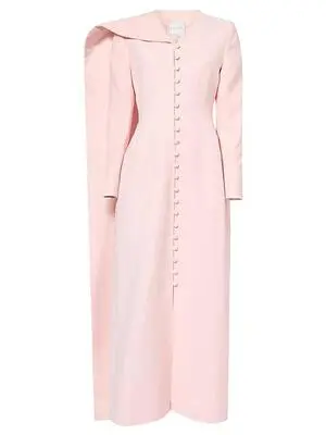 Mona Alshebil Crepe Maxi Dress With Scarf Detail - Pink