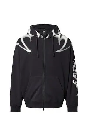 ADIDAS Y-3 Graphic-print Zip-up Cotton Hoody - Black