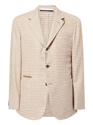 Dunhill Houndstooth Single-breasted Wool Jacket - Camel