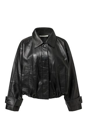 ROHE FRAMES Róhe Frames Cropped Leather Bomber Jacket - Black