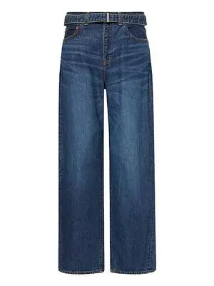 Sacai Barrel-leg High-rise Denim Jeans - Blue