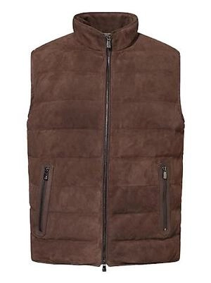 Corneliani Reversible Padded Suede Gilet - Brown