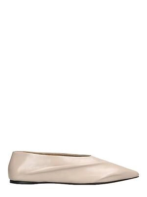 Khaite Miriam Ballerina Flats In Glazed Leather - Bone