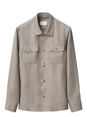 Eton Patch-pocket Linen-blend Shirt Jacket - Beige