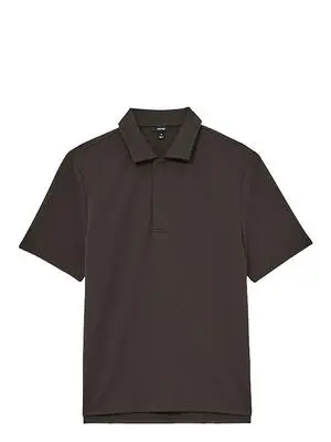 REISS Reed Micro-waffle Short-sleeve Stretch-jersey Polo - Brown