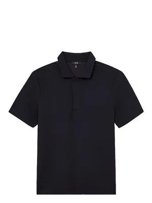 REISS Reed Micro-waffle Short-sleeve Stretch-jersey Polo - Navy