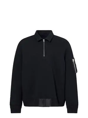 Sacai Patch-pocket 1/4 Zip Cotton-blend Sweatshirt - Black