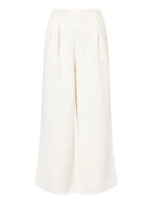 KAYANEE Wide-leg Linen-blend Trousers - Stone Grey