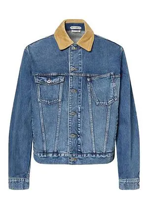 JW Anderson Corduroy-collar Boxy-fit Denim Jacket - Mid Blue