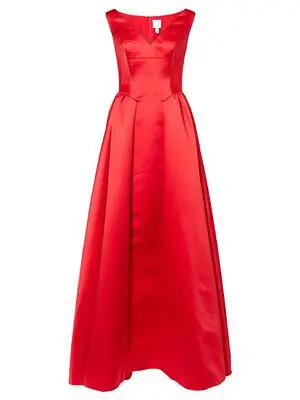 Huishan Zhang Satin Maxi Dress - Red