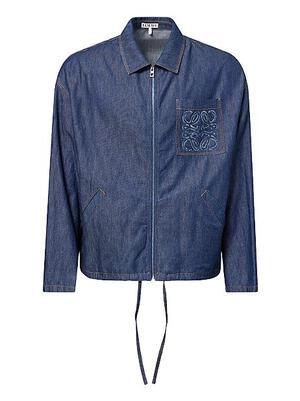 Loewe Anagram Embroidered Denim Jacket - Denim Blue