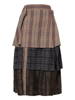 VIVIENNE WESTWOOD Layered Checked Woven Midi Skirt - Multi