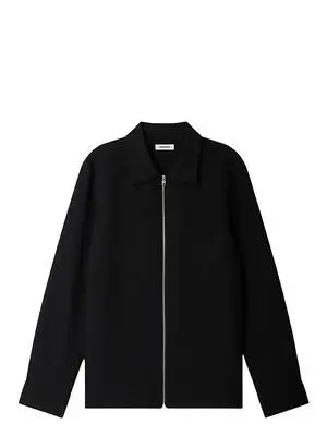 Sandro Zipped Regular-fit Stretch-woven Shirt - Black