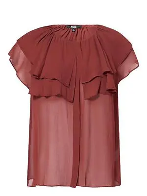 Paige Lucia Ruffled Sheer Blouse - Garnet