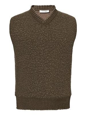 CRAIG GREEN Blanket V-neck Merino-wool And Cotton-blend Vest - Khaki