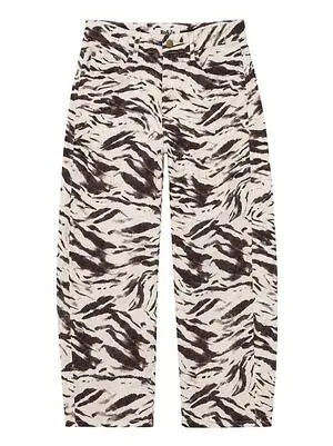 RO&ZO Ro&Zo Zebra-Print Barrel-Leg Denim Jeans