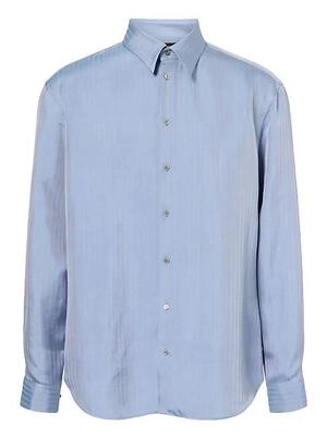 Giorgio Armani Long-sleeve Regular-fit Silk Shirt - Placid Blue