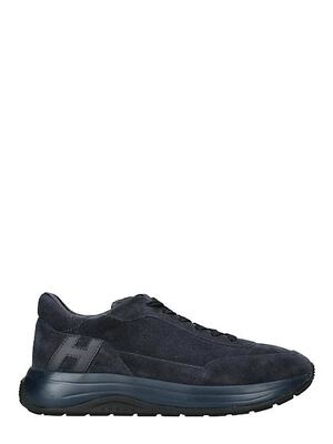 Hogan Suede And Leather Lace-up Trainers - Navy