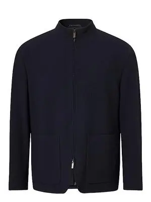 Giorgio Armani Tonal Stripe Virgin Wool Jacket - Caviar