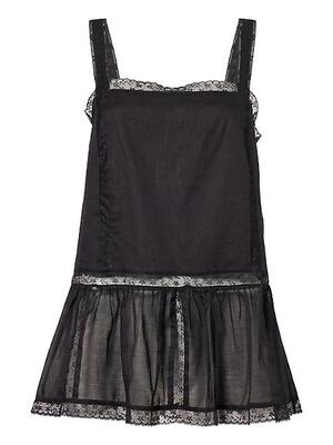 Dissh Rosin Lace-trim Cotton-voile Top - Black