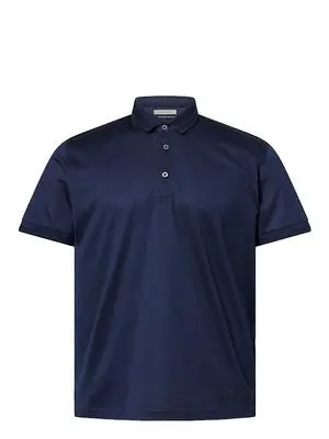 Corneliani Knitted-collar Mercerized Cotton Polo T-shirt - Navy