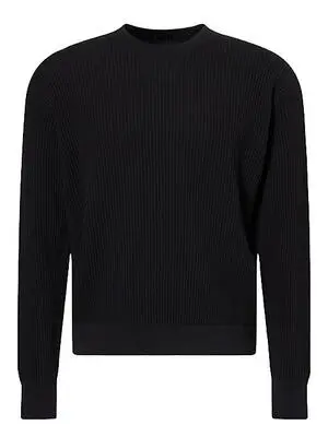 Studio Nicholson Ribbed Crew Neck Cotton Jumper - Black