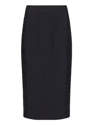 ROTATE BY BIRGER CHRISTENSEN Lace-panel Crepe Midi Skirt - Black