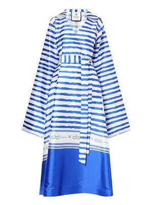 ARAM Striped Relaxed-fit Satin Kaftan - Blue