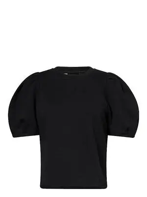 ME+EM ME+EM Puffed Sleeve Cotton And Modal T-Shirt Black