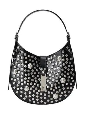 Polo Ralph Lauren Studded Leather Shoulder Bag - Black