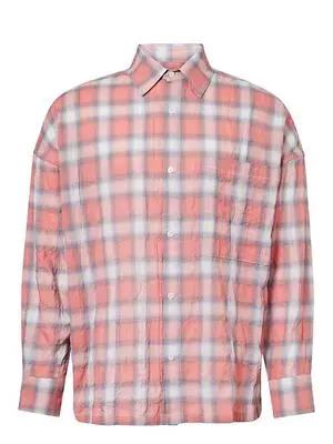 NAHMIAS Checked Relaxed-fit Cotton-blend Shirt - Red