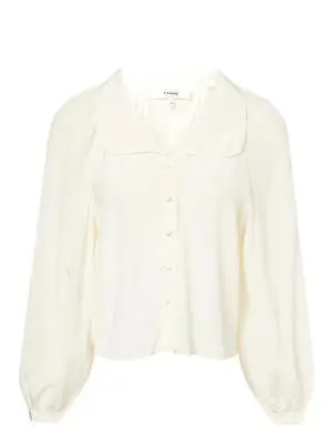 FRAME The Gala Collared Silk Shirt - Cream
