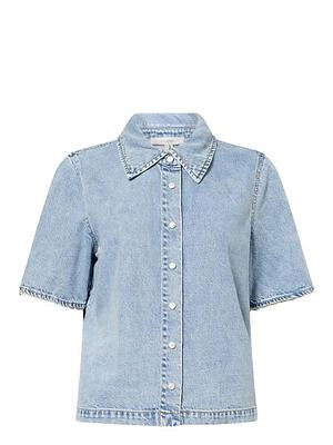 FRAME Crochet Trimmed Denim Shirt - Lacewing