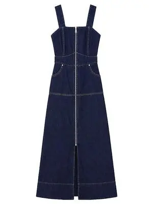 RO&ZO Sleeveless Zip-front Denim Midi Dress - Blue