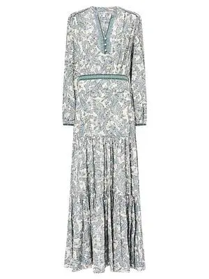 Veronica Beard Paisley-print Silk-blend Maxi Dress - Ecru Multi