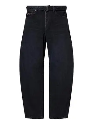Sacai Belted Barrel-leg Denim Jeans - Black