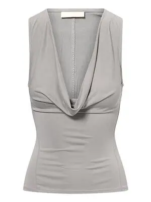 BELLE ANNA Cowl Neck Stretch-jersey Top - Grey
