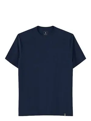 Boggi Milano Short-sleeved Branded-tab Stretch-cotton T-shirt Xl Navy Blue