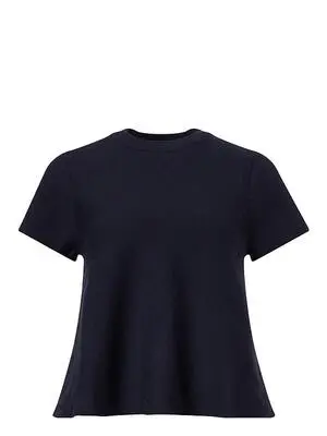 ME+EM Swing Short-sleeve Knitted Wool-blend Top - Navy