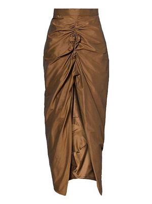 VIVIENNE WESTWOOD Cotton-blend Ruched Midi Skirt - Bronze